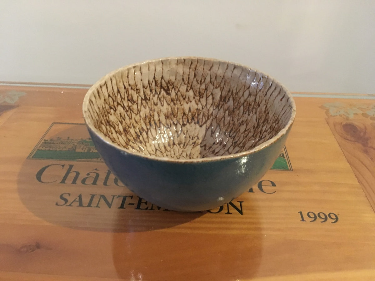 Blue Feather Pottery Bowl – Red Bank Artisan Collective