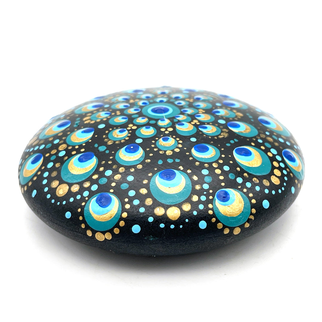 Mandala Stone Painted Spiritual Rock with Peacock Design – Red Bank ...